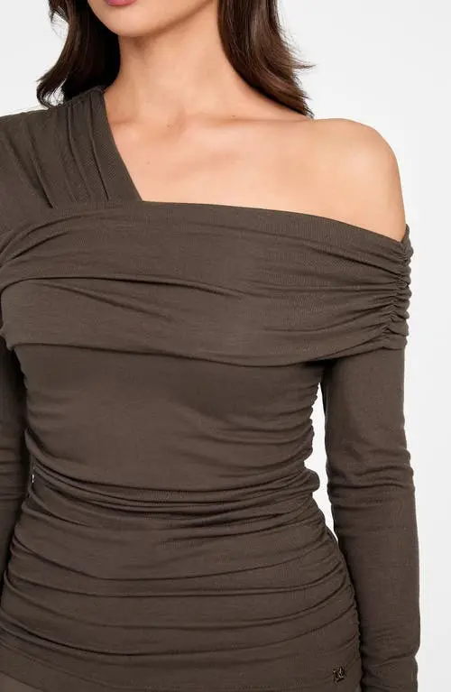 MARCIANO Shirred Asymmetric Top - Dark