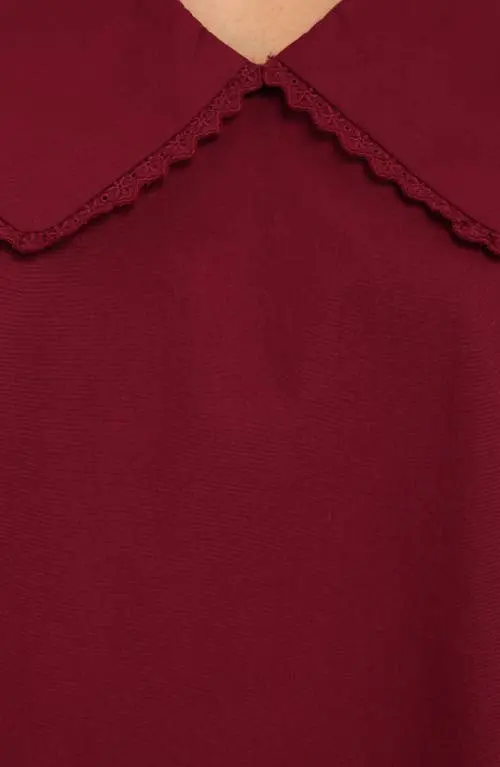 PETAL & PUP Kenna Collared Cotton Poplin Top - Wine