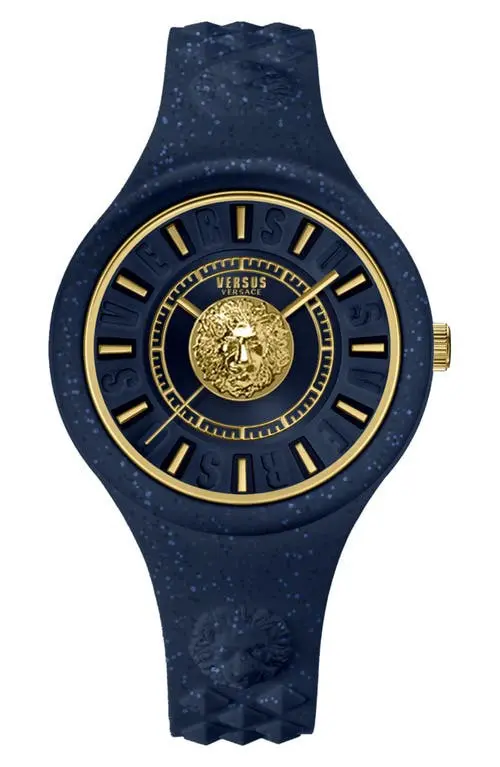 Versace Fire Island Lion Glitter Dial Strap Watch - Blue