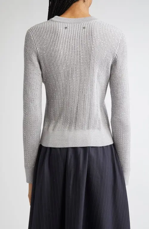 GOLDEN GOOSE Journey Crystal Embellished Virgin Wool Rib Sweater - Medium Grey