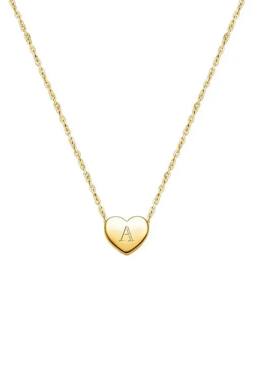 TINY BLESSINGS 14k Gold Engraved Initial Heart Slider Necklace - 14k Gold - A