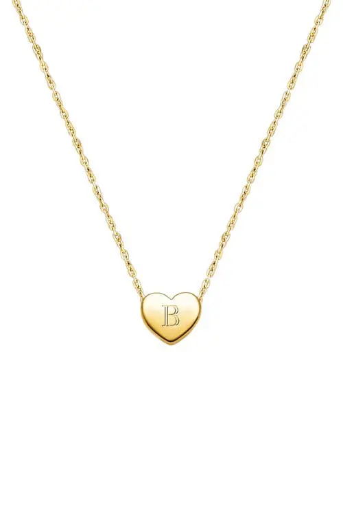 TINY BLESSINGS 14k Gold Engraved Initial Heart Slider Necklace - 14k Gold - B