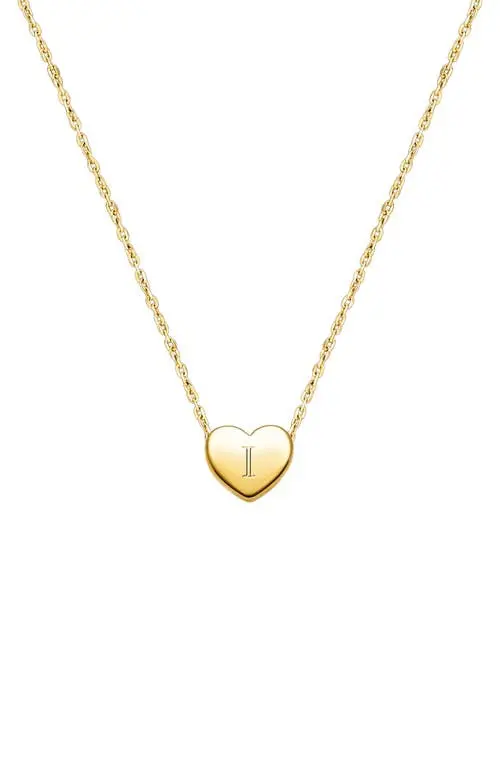 TINY BLESSINGS 14k Gold Engraved Initial Heart Slider Necklace - 14k Gold - I