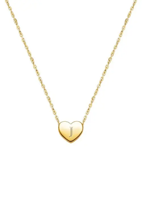TINY BLESSINGS 14k Gold Engraved Initial Heart Slider Necklace - 14k Gold - J