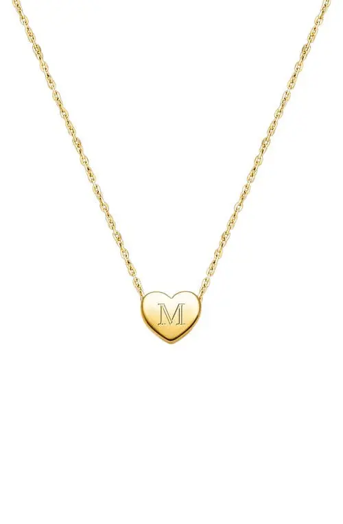 TINY BLESSINGS 14k Gold Engraved Initial Heart Slider Necklace - 14k Gold - M