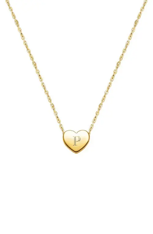 TINY BLESSINGS 14k Gold Engraved Initial Heart Slider Necklace - 14k Gold - P