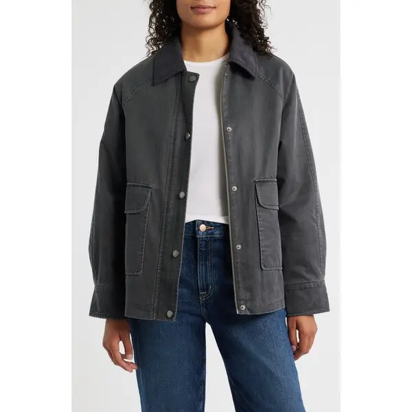 Lucky Brand Cotton Blend Barn Jacket - Gunmetal