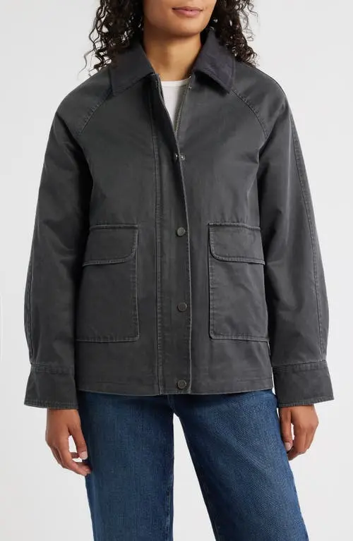 Lucky Brand Cotton Blend Barn Jacket - Gunmetal