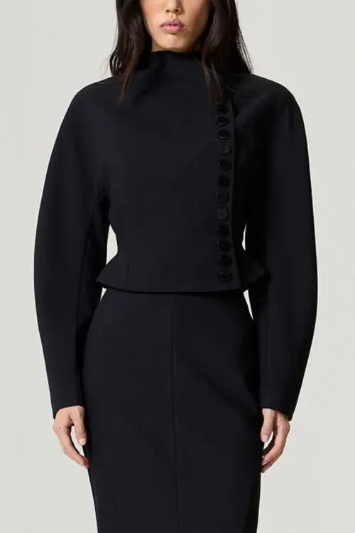 NOCTURNE Asymmetric Buttoned Tailored Jacket
