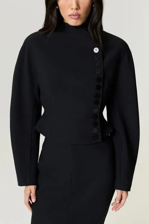NOCTURNE Asymmetric Buttoned Tailored Jacket