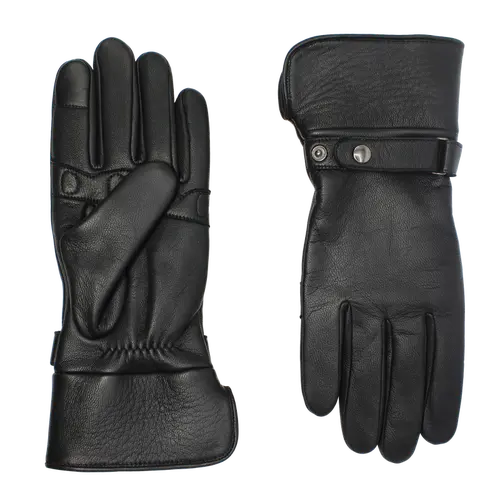 AGNELLE Hooper Alpaca-lined Leather Gloves - Tnoir