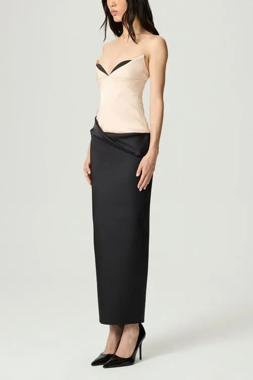 NOCTURNE Draped Sweetheart Corset Dress