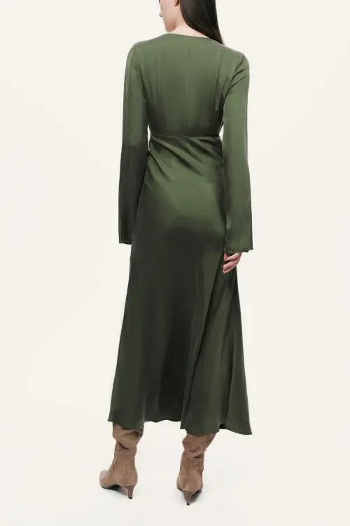 NOCTURNE Crystal-button V-neck Maxi Dress