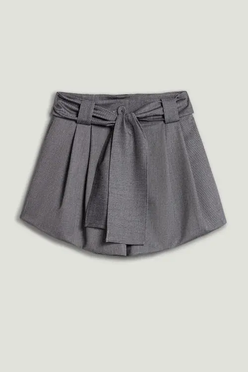 NOCTURNE Belted High-waist Mini Shorts