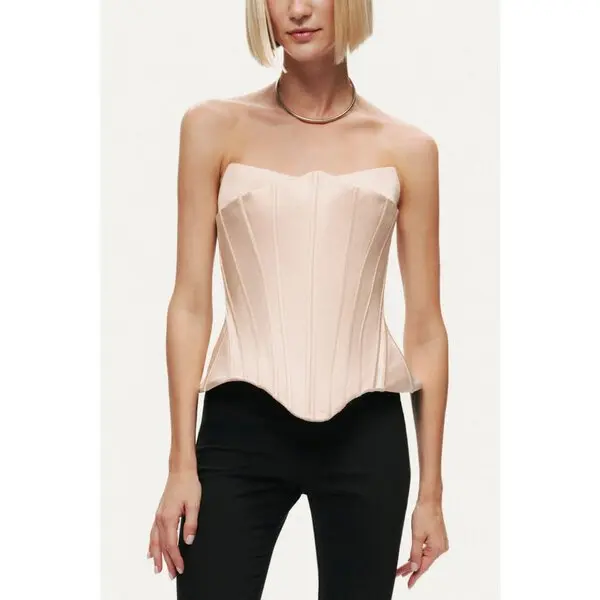 NOCTURNE Sculpted Satin Corset Top - Light/pastel Pink