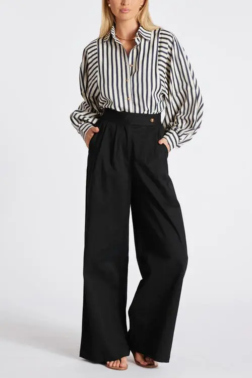 BISHOP + YOUNG Wide Leg Trousers - Black