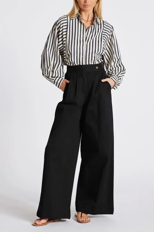 BISHOP + YOUNG Wide Leg Trousers - Black