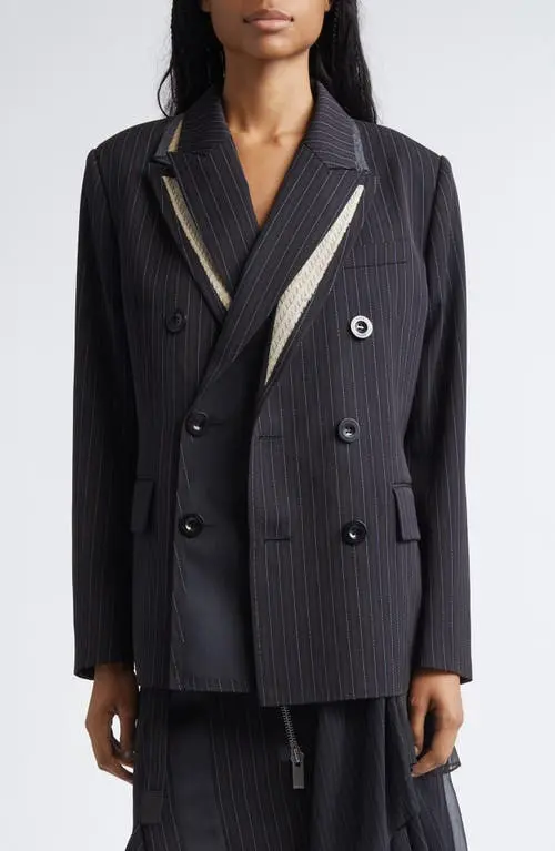 Sacai Striped Doeskin Jacket - Black