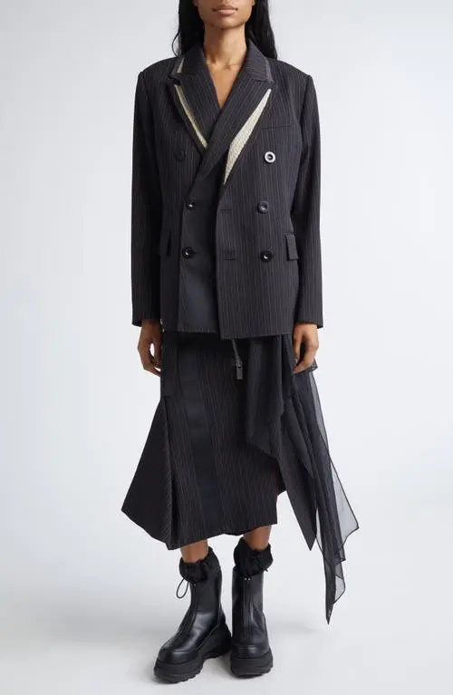 Sacai Striped Doeskin Jacket - Black