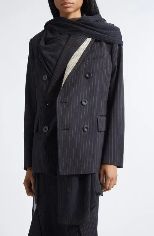 Sacai Striped Doeskin Jacket - Black