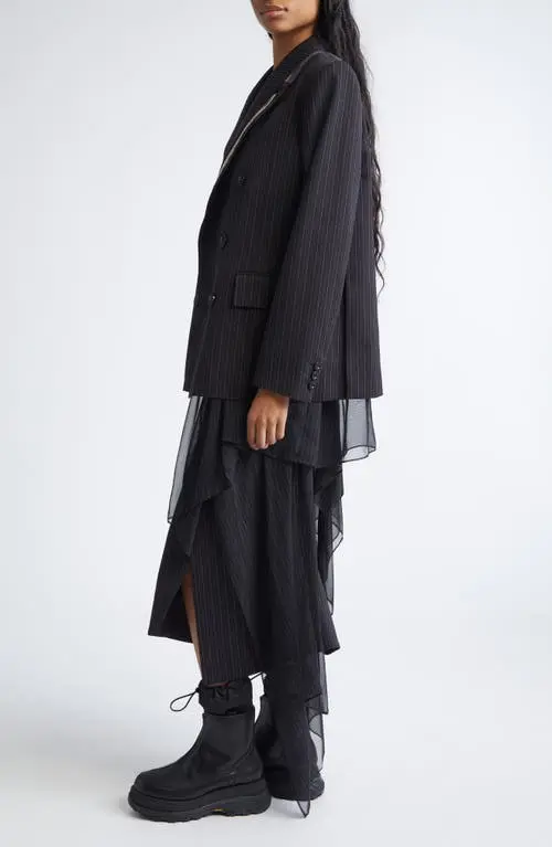 Sacai Striped Doeskin Jacket - Black