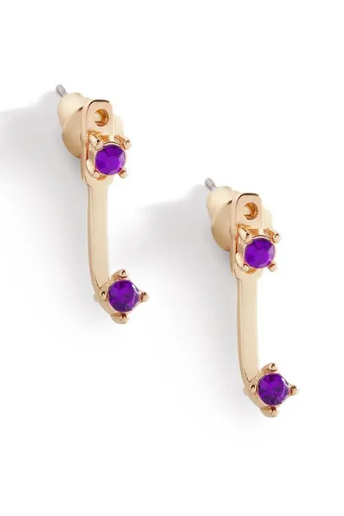MINT & LILY Birthstone Ear Jacket Earrings - February Amethyst