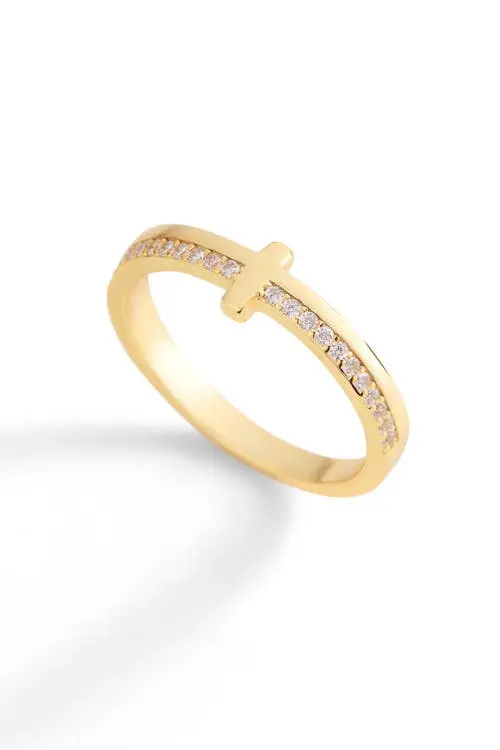 MINT & LILY Cross Ring - 18k Gold Over Sterling Silver