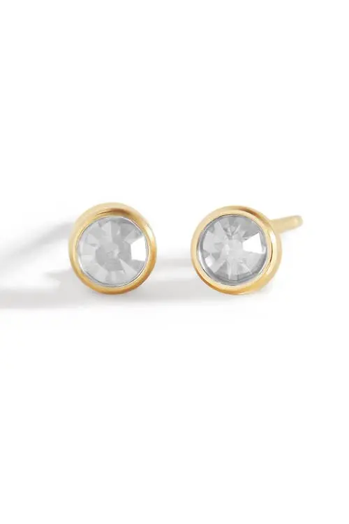 MINT & LILY Birthstone Bezel Stud Earrings - Goldone/april Diamond