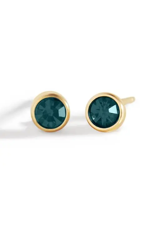 MINT & LILY Birthstone Bezel Stud Earrings - Goldone/december Tanzanite