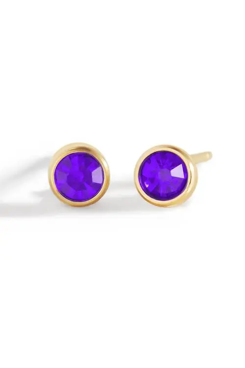MINT & LILY Birthstone Bezel Stud Earrings - Goldone/february Amethyst