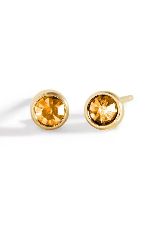 MINT & LILY Birthstone Bezel Stud Earrings - Goldone/november Citrine
