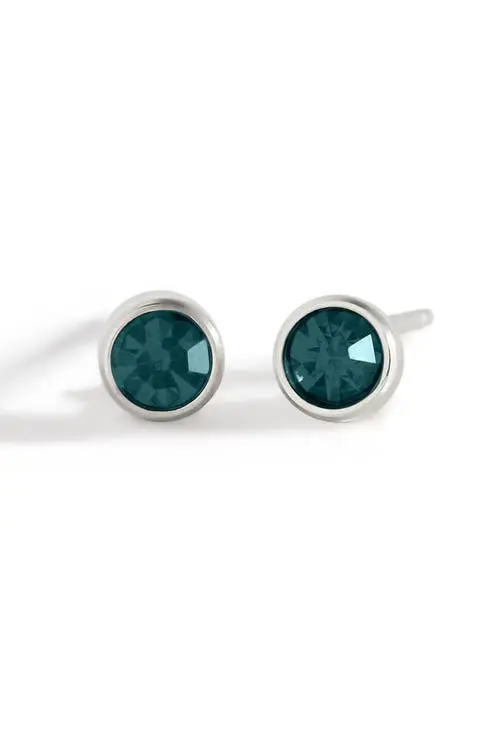 MINT & LILY Birthstone Bezel Stud Earrings - Silver/december Tanzanite