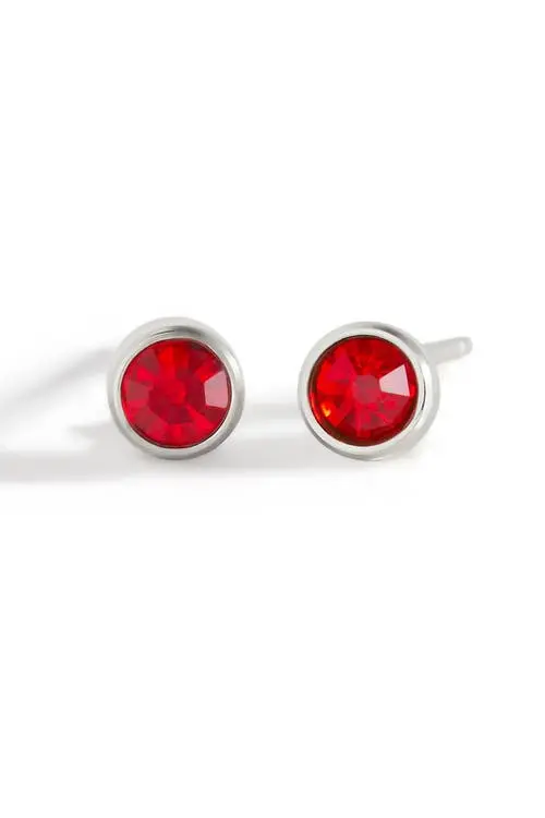 MINT & LILY Birthstone Bezel Stud Earrings - Silver/january Garnet