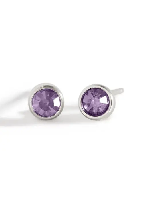 MINT & LILY Birthstone Bezel Stud Earrings - Silver/june Alexandrite