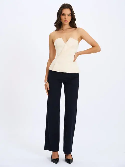 MISS CIRCLE NEW YORK Asymmetrical Lapel Peplum Top