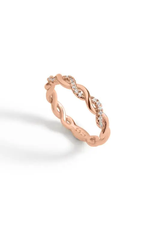 MINT & LILY Pave Twist Stacking Ring - 18k Rose Gold Vermeil