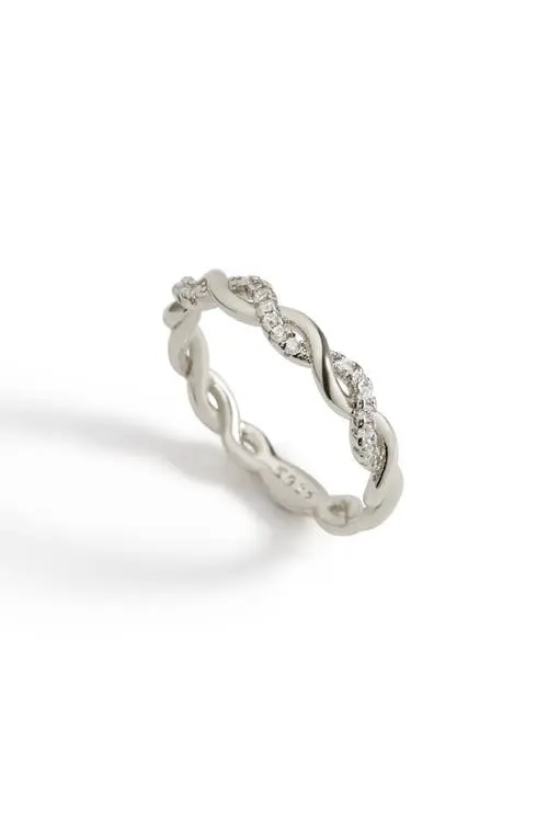 MINT & LILY Pave Twist Stacking Ring - 925 Sterling Silver