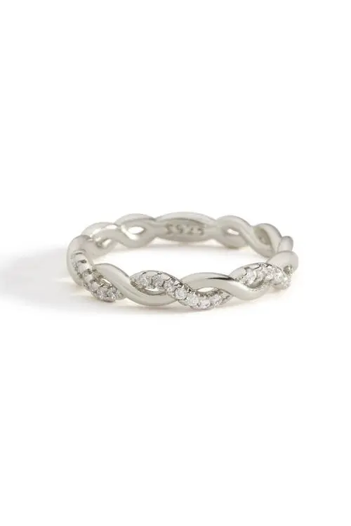 MINT & LILY Pave Twist Stacking Ring - 925 Sterling Silver