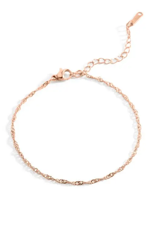 MINT & LILY Singapore Twist Chain Bracelet - 18k Rose Gold Plated