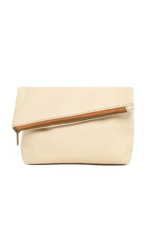 DEUX MAINS Asymmetric Makeup Bag - Bone