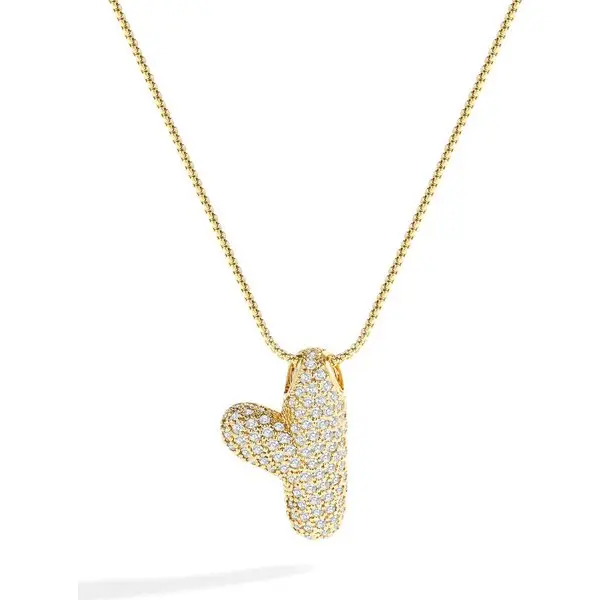 MINT & LILY Pave Initial Bubble Necklace - 18k Gold /letter Y