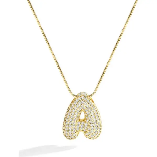 MINT & LILY Pave Initial Bubble Necklace - 18k Gold/letter A