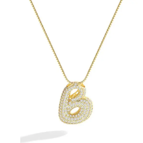 MINT & LILY Pave Initial Bubble Necklace - 18k Gold/letter B