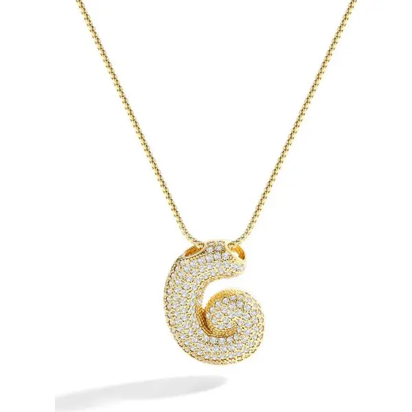 MINT & LILY Pave Initial Bubble Necklace - 18k Gold/letter G