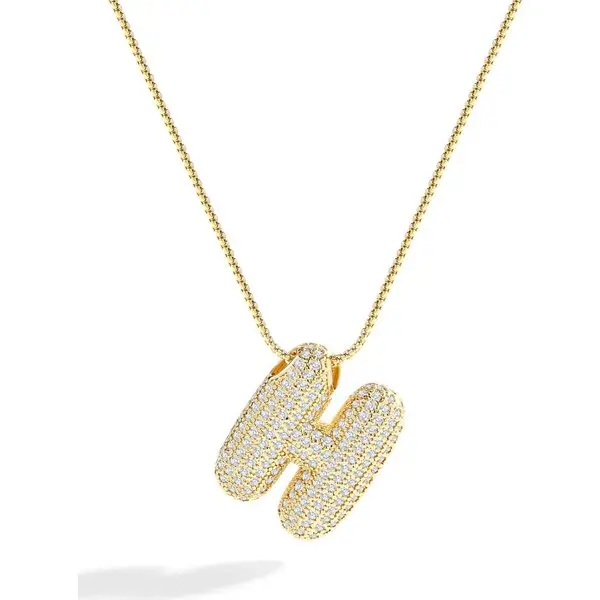 MINT & LILY Pave Initial Bubble Necklace - 18k Gold/letter H