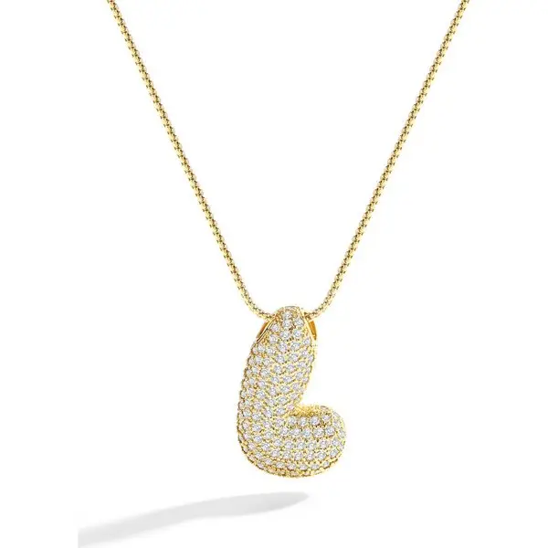MINT & LILY Pave Initial Bubble Necklace - 18k Gold/letter L