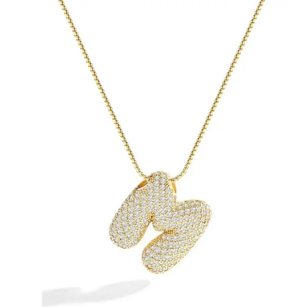 MINT & LILY Pave Initial Bubble Necklace - 18k Gold/letter M