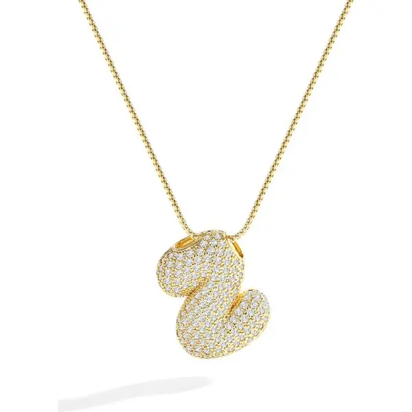 MINT & LILY Pave Initial Bubble Necklace - 18k Gold/letter Z