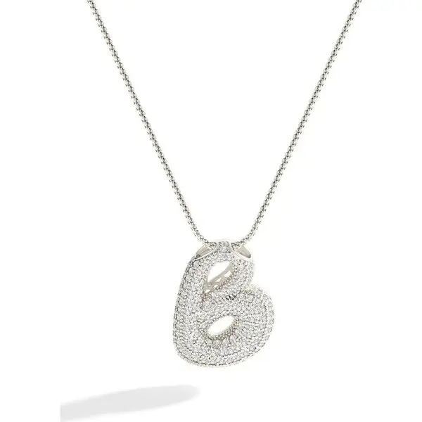 MINT & LILY Pave Initial Bubble Necklace - Silver/letter B