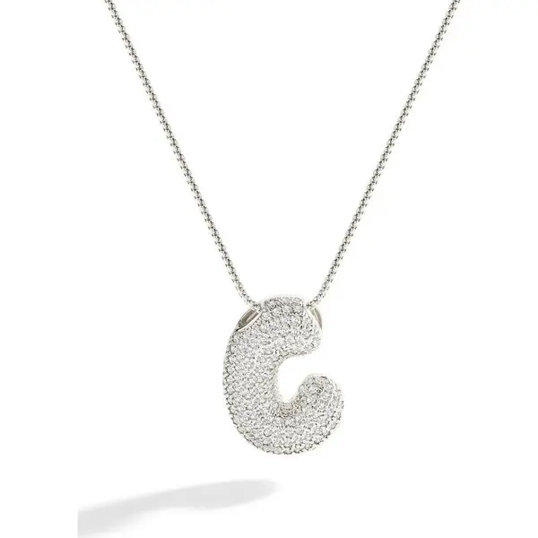 MINT & LILY Pave Initial Bubble Necklace - Silver/letter C
